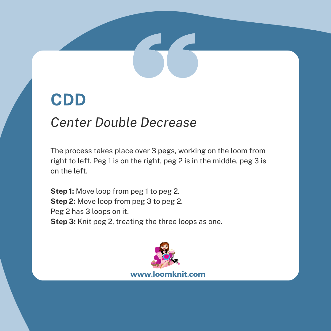 CCD: Center Double Decrease – LOOM KNIT